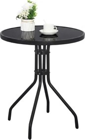 Kulatý zahradní stůl se skleněnou deskou ISLAND BLACK 60 cm, černý