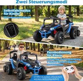 Costway 12 V Dětský traktor s odnímatelným přívěsem a rodičovským dálkovým