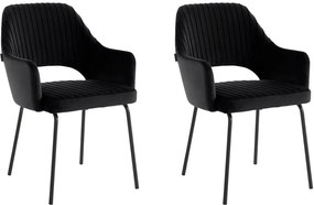 Danish style Jídelní židle Bentley (SADA 2 ks), samet, černá
