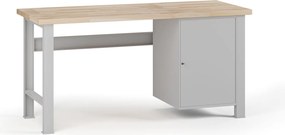 Dílenský pracovní stůl G7, buková spárovka, 1700 x 685 x 840 mm, 1x skříňka, šedá