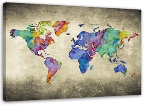 Obraz na plátně Mapa světa Barevné Vintage - 120x80 cm