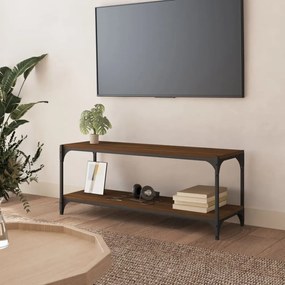 TV skříňka hnědý dub 100 x 33 x 41 cm kompozitní dřevo a ocel