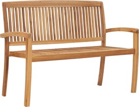 Stohovatelná zahradní lavice s poduškou 128,5 cm masivní teak 3063281