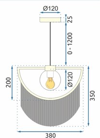Toolight Toolight, závěsné svítidlo 1xE27, APP779-3C, zlatá-černá, OSW-07003
