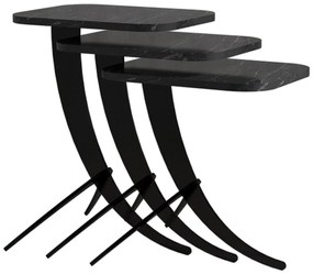 Odkládací stolek Pion Black Marble, 3 ks