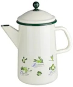 Krémová smaltovaná konvička s bylinkami Herbs - Ø12*23cm - 1,6L