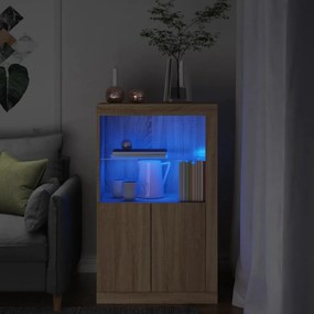 Odkládací skříňka s LED osvětlením dub sonoma kompozitní dřevo - Default Title