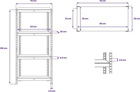 Zinkovaný kovový regál Mamutex Standard 1500x700x300 mm – 4 police, nosnost 700 kg