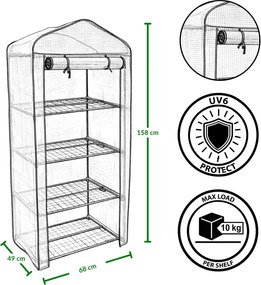 Mini fóliovník 4 patrový 68 x 49 x 158 cm