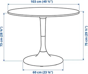 DOCKSTA / TOBIAS Stůl a 4 židle, bílá bílá/průhledné pochromované, 103 cm
