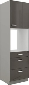GREY gr | vysoká skříňka 60 DPS-210 3S1F na vestavnou troubu | PREMIUM BOX | 60 cm | světle šedá/tmavě šedá lesk