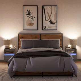 Nástěnné noční stolky s LED osvětlením 2 ks šedé sonoma 3307986