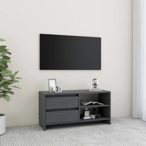 TV stolek šedý 80 x 31 x 39 cm masivní borové dřevo - Default Title