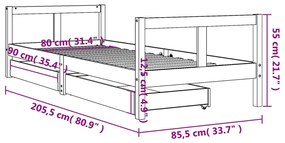 Dětská postel se zásuvkami 80 x 200 cm masivní borové dřevo - Default Title