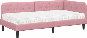 Rohový rám postele Růžová 100 x 200 cm samet 3394167