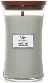 WoodWick – svíčka Lavender & Cedar (Levandule a cedr) Velikost: střední 275 g