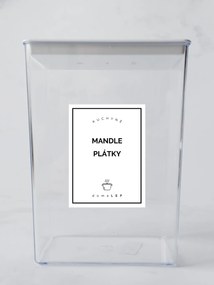 MANDLE – bílá samolepka na dózu, tučné písmo, 6 x 8 cm | DomaLEP