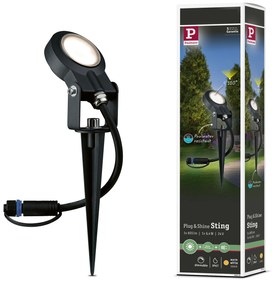 Paulmann 93934 Plug&Shine Sting, zahradní reflektor 6W LED 3000K, antracit, IP67