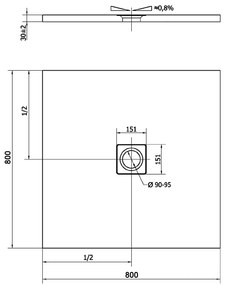 Polysan FLEXIA vanička z litého mramoru, 80x80x3cm, 72941