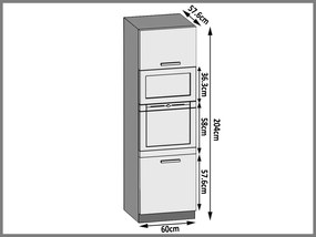 Vysoká kuchyňská skříňka Belini pro vestavnou troubu 60 cm bílý lesk  INF SSP60/1/WT/W/0/B1