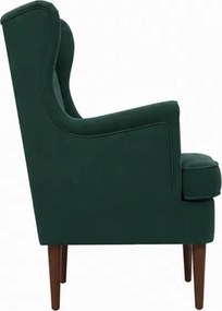 relaxační křeslo, ušák, odpočinkové, dřevo/kov/samet, 102x78x66 cm, nohy tmavé/tmavě zelená, Dekorino KR20260072