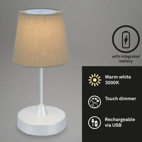 Brilo - LED Stmívatelná nabíjecí stolní lampa LED/3W/5V IP44 stříbrná/béžová