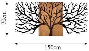 Nástěnná dekorace 150x70 cm strom dřevo/kov
