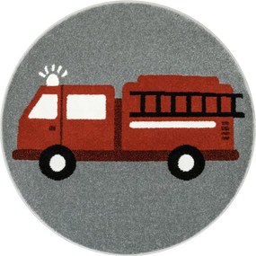 Koberec Lima G752A hasičské auto, červený / šedý kruh