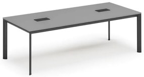 Stůl INVITATION 2400 x 1200 x 740, šedá + 2x stolní zásuvka TYP III, černá