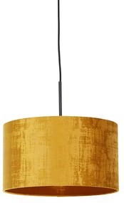 Moderní závěsná lampa černá s odstínem žluté 35 cm - Combi