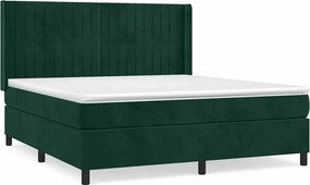 Box spring postel s matrací tmavě zelená 160x200 cm samet 3132810