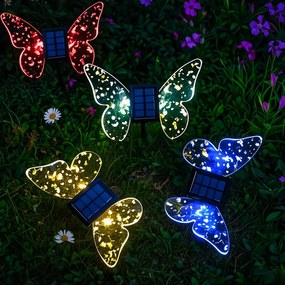 Exteriérové ​​solární zapichovací svítidlo Butterfly, RGB