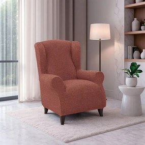 Super strečové potahy  RUBINIA cihlová křeslo ušák (š. 70 - 95 cm)
