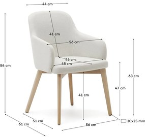 Krémové čalouněné jídelní křeslo s područkami Nelida – Kave Home