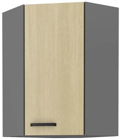 Rohová Horní kuchyňská skříňka Scarmi 58x58 GN-90 1F (Antracit + Herringbone scandi). 1049759