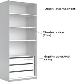 Skříň 2dv bez zrcadel, série N šedý lesk Megy