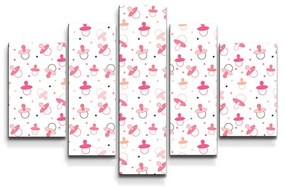 Sablio Obraz - 5-dílný Růžové rybky a sloni - 125x90 cm