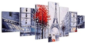 Obraz uličky v Paříži, olejomalba (210x100 cm)