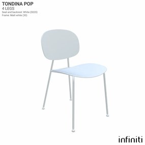 Židle Tondina Pop Barva kovové konstrukce: Matt white 30, Barva sedáku a opěradla z recyklovaného plastu: white IS020