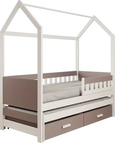 Postel Domek Jaspis s matrací bílá, š. 87 cm – trufle