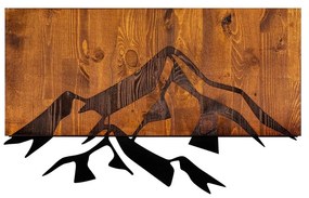Nástěnná dřevěná dekorace MOUNTAINS hnědá/černá