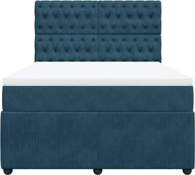 Box spring postel s matrací modrá 140 x 190 cm samet 3294644