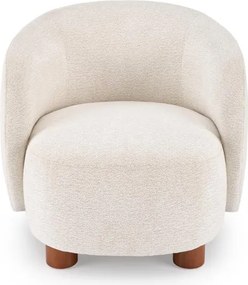 Designové křeslo BAKER — dřevo, látka, krémová