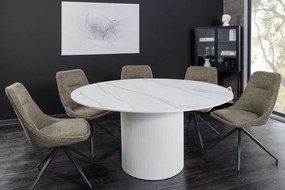 Invicta Bílý jídelní stůl UNIQUE ø120 cm bílý mramor 46383