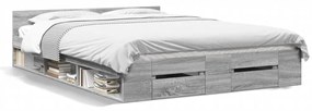 Rám postele se zásuvkami šedý sonoma 140 x 200 cm kompozit