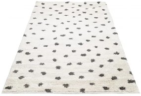 Kusový koberec Shaggy DELHI 4076A Puntíky Tečkovaný krémový šedý Rozměr: 160x220 cm