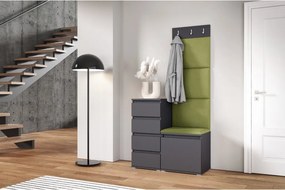 Eka Předsíňová stěna s čalouněnými panely Trinity 36 - Grafit / Olivová 2312