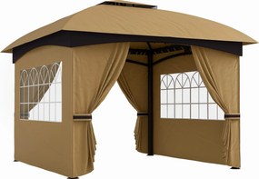 Outsunny altán cca 3,4x3,4 m vodoodpudivý zahradní altán se 4 bočními díly, dvojitá střecha, párty stan s UV ochranou zahradní stan s pozinkovaným ko…