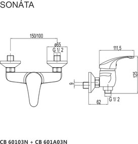 Mereo Mereo, Sprchová souprava Sonáta a sprchová baterie Sonáta 100 mm, CB609A