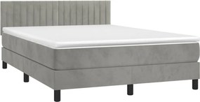Box spring postel s matrací světle šedá 140x190 cm samet 3141419